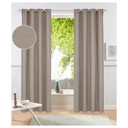 Vorhang OTTO HOME "Parry" Gr. 2, grau (kitt), B:140cm H:175cm, Polyester, Recyceltes Material, Gardinen, 2-er Set, blickdicht, monochrom, basic