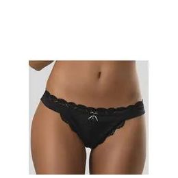 String Lascana "Premium Dessous", Damen, Gr. 32/34, schwarz, Spitze, Obermaterial: 90% Polyamid, 10% Elasthan, figurbetont, Unterhosen String, aus zarter Spitze mit feiner Zierschleife und Accessoire