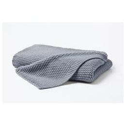 Wohndecke Primera "Strick", grau (mittelgrau), B:130cm L:170cm, Polyacryl, Wohndecken, Wohndecke, mit einer hochwertigen Randverarbeitung, Kuscheldecke