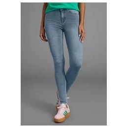Skinny-fit-Jeans Arizona "Ultra Stretch", Damen, Gr. 36, N-Gr, blau (blau used), Denim/Jeans, Obermaterial: 63% Baumwolle, 32% Polyester, 5% Elasthan, skinny fit lang, Jeans, skinny-fit, betonte Taille, shaping-Effekt, high Waist, Topseller