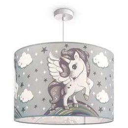 Paco Home Pendelleuchte "Cosmo 213", wei&szlig;, 1, &Oslash; 45,5cm H: 27cm, Leuchten, Kinderlampe Deckenlampe LED Kinderzimmer Lampe Mit Einhorn, E27, Pendelleuchte