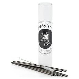 Trinkhalme BUDDY'S "Buddy ́s Bar", schwarz, B:0,8cm H:21,5cm L:0,8cm T:0,8cm &Oslash;:0,8cm, Edelstahl, K&uuml;chenhelfer-Sets, wiederverwendbar, 6 Strohhalme + Reinigungsb&uuml;rste, Gunmetal-Look