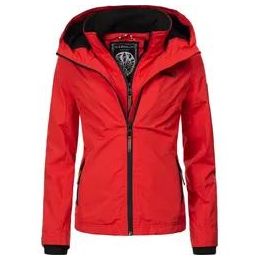 Outdoorjacke Marikoo "Erdbeere", Damen, Gr. XXL (44), rot, Oberstoff: 100% Polyester. Futter: 100% Polyester. Wattierung: 100% Polyester. &Auml;rmelfutter: 100% Polyester, clean, tailliert h&uuml;ftbedeckend, &Auml;rmel ohne &Auml;rmelschlitz Rippstrickb&uuml;ndchen kontrastfarben, Jacken Outdoorjacke, sportliche Funktionsjacke mit Kapuze