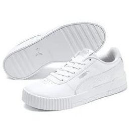 Sneaker Puma "CARINA L", Damen, Gr. 38, wei&szlig; (Puma wei&szlig;, Puma wei&szlig;, Puma silber), Leder, unifarben, Schuhe Sneaker, mit perforierten Details, rutschfeste Gummilaufsohle