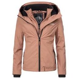 Outdoorjacke Marikoo "Erdbeere", Damen, Gr. XL (42), braun (rostbraun), Oberstoff: 100% Polyester. Futter: 100% Polyester. Wattierung: 100% Polyester. &Auml;rmelfutter: 100% Polyester, clean, tailliert h&uuml;ftbedeckend, &Auml;rmel ohne &Auml;rmelschlitz Rippstrickb&uuml;ndchen kontrastfarben, Jacken Outdoorjacke, sportliche Funktionsjacke mit Kapuze