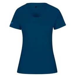 T-Shirt TRIGEMA "TRIGEMA Damen T Shirt aus Biobaumwolle", Damen, Gr. L, blau (saphir, c2c), Single Jersey, 100% Baumwolle (Bio-Baumwolle kbA), Basic, lang, ohne Ausschnitt, Shirts T-Shirt