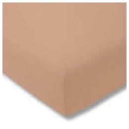 Bettlaken Estella "Zwirnjersey", braun (caramel), B:100cm L:200cm, Jersey-Elasthan, Obermaterial: 97% Baumwolle, 3% Elasthan, Bettlaken, Bettlaken, langlebig, temperaturausgleichend, Bettlaken, Spannbetttuch