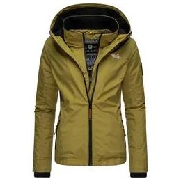 Outdoorjacke Marikoo "Erdbeere", Damen, Gr. XXL (44), gr&uuml;n (moosgr&uuml;n), Oberstoff: 100% Polyester. Futter: 100% Polyester. Wattierung: 100% Polyester. &Auml;rmelfutter: 100% Polyester, tailliert h&uuml;ftbedeckend, &Auml;rmel ohne &Auml;rmelschlitz Rippstrickb&uuml;ndchen kontrastfarben, Jacken Outdoorjacke, sportliche Funktionsjacke mit Kapuze