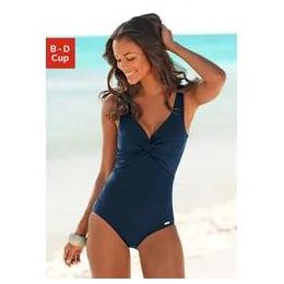 Badeanzug Lascana, Damen, Gr. 38, Cup B, blau (marine), Polyamid, unifarben, Badeanz&uuml;ge Badeanzug, mit Shaping-Einsatz vorn, eingearbeitete Softcups, mit Raffungen, Topseller