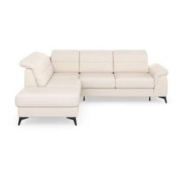 Sit & More Ecksofa SIT & MORE "Sinatra L-Form", beige (creme), B:251cm H:85cm T:220cm, 100% Polyester, Sofas, Ecksofa, mit Ottomane, optional mit Kopfteilverstellung und Armteilfunktion