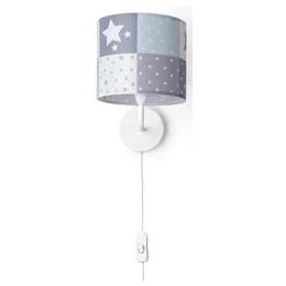 Paco Home Wandleuchte "Cosmo 345", wei&szlig;, 1, &Oslash; 18cm H: 26,5cm, Leuchten, Kinderlampe Wandlampe Schalter &Oslash;...18cm Sterne Punkte Kabell&auml;nge 3m E14, Wandleuchte