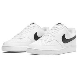 Sneaker Nike SPORTSWEAR "Court Vision Low Next Nature", Herren, Gr. 45,5, schwarz-wei&szlig; (wei&szlig;, schwarz, wei&szlig;), Leder, Synthetik, Textil, Schuhe Sneaker, inspiriert vom Design des Nike Air Force, Topseller