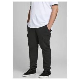 Jack & Jones PlusSize Cargohose "PAUL FLAKE", Damen, Gr. 42 (4XL), L&auml;nge 32, schwarz, Web, Obermaterial: 98% Baumwolle, 2% Elasthan, JACK & JONES PLUSSIZE, unifarben, slim fit normal, Hosen Cargohose