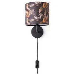 Paco Home Wandleuchte "Luca Flower", schwarz, H: 26,5cm, Leuchten, Stofflampe Blumen Muster Wandleuchte Lampenschirm Textil Floral, Wandleuchte