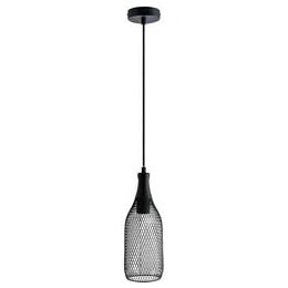 Paco Home Pendelleuchte "DESMOND", schwarz, 1, &Oslash; 12cm H: 33cm, Leuchten, H&auml;ngelampe Esszimmer Esstischlampe Metall 1,5m Textilkabel K&uuml;rzbar, Pendelleuchte