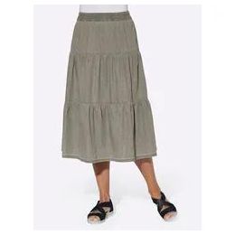 Jeansrock Classic Basics, Damen, Gr. 54, grau (grau denim), 100% Baumwolle, unifarben, wadenlang, R&ouml;cke Jeansrock