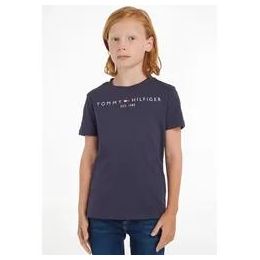 T-Shirt Tommy Hilfiger "ESSENTIAL TEE", Jungen, Gr. 14/164, blau (marine), Obermaterial: 100% Baumwolle, bedruckt, Basic schmal, Rundhals, Shirts T-Shirt, f&uuml;r Jungen und M&auml;dchen