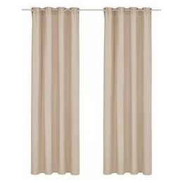 Vorhang OTTO HOME "Raja" Gr. 4, beige (sand), B:140cm H:245cm, Polyester, Recyceltes Material, Gardinen, Blickdichtes Material, Einfache Montage, Pflegeleicht, &Ouml;sen, 2 er Pack