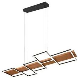 Trio LEUCHTEN LED Pendelleuchte "Harper", schwarz (schwarz matt), 1, H: 150cm, 1 Stk., Leuchten, H&auml;ngelampe aus Holz und Metall, h&ouml;henverstellbar, LED mit 3 Dimmstufen, LED Pendelleuchte
