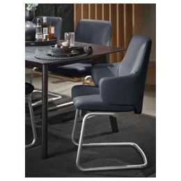 Polsterstuhl stressless "Laurel", blau (oxford blau paloma, chrom matt), B:58cm H:92cm T:60cm, Leder PALOMA: PALOMA ist ein durchgef&auml;rbtes Semianilin-M&ouml;belleder mit nat&uuml;rlicher Narbung., St&uuml;hle, Polsterstuhl, Low Back mit Armlehne, Gr&ouml;&szlig;e L, mit Beinen aus Stahl in Chrom matt