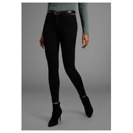 Skinny-fit-Jeans Arizona "Ultra Stretch", Damen, Gr. 48, N-Gr, schwarz (schwarz schwarz), Jeans, Obermaterial: 63% Baumwolle, 32% Polyester, 5% Elasthan, skinny fit kn&ouml;chellang, Jeans, extra-eng geschnittene Beinform, modische Used-Waschung, Topseller