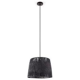 Paco Home Pendelleuchte "Hugo Amadeo", schwarz (schwazr schwrz), &Oslash; 35cm H: 26cm, Leuchten, Wohnzimmer Esszimmer Rattan Optik Boho Lampenschirm Papier, Pendelleuchte