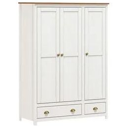 M&ouml;bilia Kleiderschrank M&Ouml;BILIA "Salgen", braun (wei&szlig;, braun), B:136cm H:185cm T:54cm, Massivholz, Schr&auml;nke, Kleiderschrank Dreht&uuml;renschrank, im Landhaus-Stil