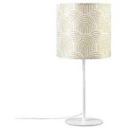 Paco Home Tischleuchte "Luca Pillar", wei&szlig;, &Oslash; 18cm H: 36,5cm, Leuchten, Mit Schirm Wohnzimmer Nacht Modern Uni E14, Tischleuchte