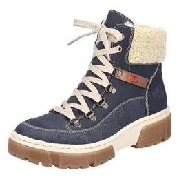 Winterboots Rieker, Damen, Gr. 41, blau, Lederimitat, Textil, Schuhe Schn&uuml;rboots Winterboots, Schn&uuml;rboots, Winterstiefelette mit Warmfutter ausgestattet