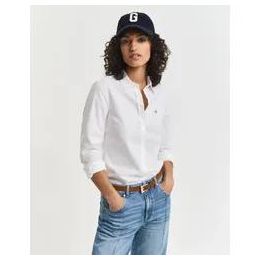 Langarmbluse Gant "New Slim Stretch Oxford Blouse", Damen, Gr. 40, wei&szlig;, Obermaterial: 97% Baumwolle, 3% Elasthan, unifarben, slim fit h&uuml;ftlang, hoch geschlossener Ausschnitt, Manschette mit Kn&ouml;pfen, Blusen, f&uuml;r bequemen Sitz u. Bewegungsfreiheit, New Slim Stretch, b&uuml;gelfrei