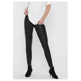 Lederimitathose Only "ONLCOOL COATED LEGGING NOOS JRS", Damen, Gr. M (38), N-Gr, schwarz, Jersey, Obermaterial: 92% Polyester, 8% Elasthan, unifarben, figurbetont kn&ouml;chellang, Hosen
