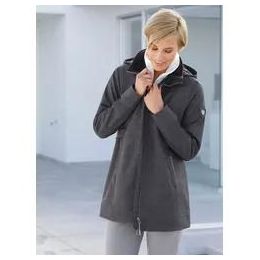 Softshelljacke Casual Looks, Damen, Gr. 46, grau (dunkelgrau, meliert), 94% Polyester, 6% Elasthan, unifarben, figurumspielend, Jacken Softshelljacke