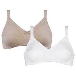 Soft-BH Naturana "Classics", Damen, Gr. 85, Cup C, wei&szlig; (wei&szlig;, light beige), Obermaterial: 100% Baumwolle, unifarben, bequem, BHs Soft-BH, feminin, bequem, breite Tr&auml;ger, ohne B&uuml;gel, dekorative Schleife