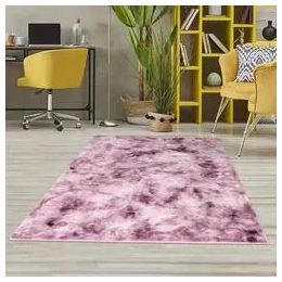 Hochflor-Teppich Carpet City "TOLEDO500", pink, B:80cm H:27mm L:150cm, Polyester, Teppiche, besonders weich, 3D-Effekt, Uni-Farben