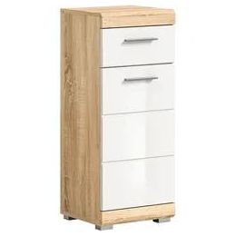 Unterschrank Welltime "SIENA, Breite 37cm, 1 T&uuml;r, 1 Schubkasten, 2 F&auml;cher, MDF-Front", wei&szlig; (sonoma eiche hell, wei&szlig; hochglanz), B:37cm H:88cm T:31cm, FSC-zertifizierter Holzwerkstoff, Schr&auml;nke, Unterschrank, in verschiedenen Farben erh&auml;ltlich, Badm&ouml;bel, Badschrank, Kommode, Bad