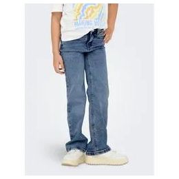 5-Pocket-Jeans KIDS Only "KOGJUICY WIDE LEG DEST DN", M&auml;dchen, Gr. 128, N-Gr, blau (light, blau, denim), Denim/Jeans, Obermaterial: 98% Baumwolle, 2% Elasthan, Abriebeffekte, normal kn&ouml;chellang, Jeans 5-Pocket-Jeans