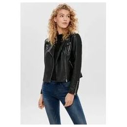 Lederimitatjacke Only "ONLGEMMA &ndash; Bikerjacke mit asymmetrischem Rei&szlig;verschluss", Damen, Gr. 44, schwarz, Obermaterial: 100% Polyurethan, unifarben, tailliert, mit Rei&szlig;verschluss, Jacken, tailliert, casual, Lederimitat, Rei&szlig;verschlusstaschen