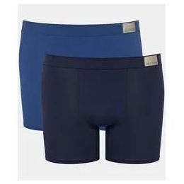 Boxershorts Sloggi "Men GO Natural", Herren, Gr. XL, blau (blau, schwarz combination), Single Jersey, Obermaterial: 95% Baumwolle, 5% Elasthan, clean, unifarben, k&ouml;rpernah, Unterhosen, mit langem Bein, eng anliegend, ohne Eingriff