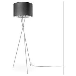 Paco Home Stehlampe "KATE CANVAS UNI COLOR", schwarz (schwarz grau), H: 177,5cm, Leuchten, Wohnzimmer Dreibein Stoffschirmlampe Standleuchte Textil Schirm E27, Stehlampe