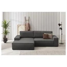 Ecksofa Home Affaire "SHERWOOD L-Form, 267 cm - OTTO. Verl&auml;ssliche Qualit&auml;t.", grau (anthrazit), B:267cm H:85cm T:167cm, 100% Polyester, Sofas, Ecksofa, Schlaffunktion mit Bettkasten (210x136 cm), Cord, Vintage, Samtvelours, Topseller