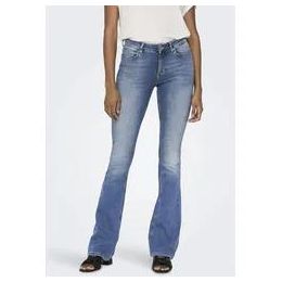 Bootcut-Jeans Only "ONLBLUSH &ndash; Bootcut-Jeans mit ausgestelltem Bein", Damen, Gr. M (38), L&auml;nge 30, blau (light blau denim), Denim/Jeans, Obermaterial: 92% Baumwolle, 6% Polyester, 2% Elasthan, Abriebeffekte, regular fit lang, Jeans, bootcut fit, modisch, Denim, Baumwollmischung, Topseller