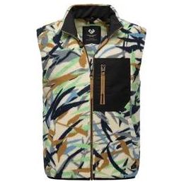 Fleeceweste Ragwear "Collsy Vest", Herren, Gr. L (52), braun, Fleece, 100% Polyester, gerade h&uuml;ftbedeckend, hoch geschlossener Ausschnitt, Westen Fleeceweste, Gemusterte Herren Fleecejacke mit hohem Kragen