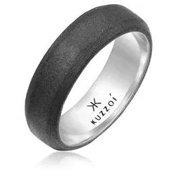 Silberring Kuzzoi "Herren Bandring Basic 925 Silber" Gr. 60, schwarz, Fingerringe, Herren, 60mm, ohne Stein, Silber 925 (Sterlingsilber), 6,7mm, Silberring
