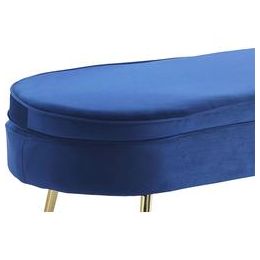 Polsterhocker Salesfever "Clam - Stilvoller Hocker", blau (dunkelblau), B:99cm H:40cm T:44cm, Samtvelours (100% Polyester), Hocker, Polsterhocker, Elegantes Design in ovaler Form, 99cm Breite