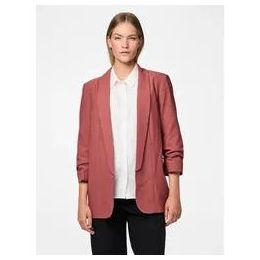 Blusenblazer Pieces "PCBOSELLA 3/4 BLAZER NOOS", Damen, Gr. XL, beige (apple butter), Web, Obermaterial: 79% Polyester, 16% Viskose, 5% Elasthan, unifarben, slim fit h&uuml;ftbedeckend, Blazer Blusenblazer, Materialmix, regular fit