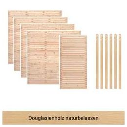 Zaun Bm Massivholz "Kurt Set 4.1", beige (ohne), H:180cm, Holzwerkstoff, Zaunelemente, 4 Elemente 180 x 180cm, 1 Element 90x180cm, 6 Pfosten, L&auml;nge 190cm