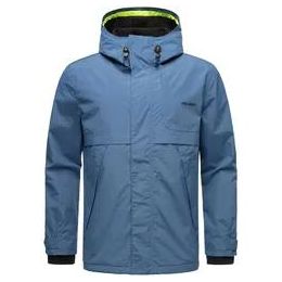Regenjacke STONE HARBOUR "Zanjaar", Herren, Gr. L (52), blau, Obermaterial: 100% Nylon. Innenfutter: 100% Polyester. &Auml;rmelfutter: 100% Polyester, gerade Po-bedeckend, hoch geschlossener Ausschnitt, mit Kn&ouml;pfen,verstellbar Rippstrickb&uuml;ndchen mit Druckkn&ouml;pfen,verstellbar, Jacken Regenjacke, Herren &Uuml;bergangsjacke mit Fleece-Futter