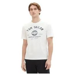 T-Shirt Tom Tailor, Herren, Gr. XL, wei&szlig;, Single Jersey, Obermaterial: 100% Baumwolle, bedruckt, regular fit normal, Rundhals, Shirts T-Shirt, mit gro&szlig;em Logofrontprint
