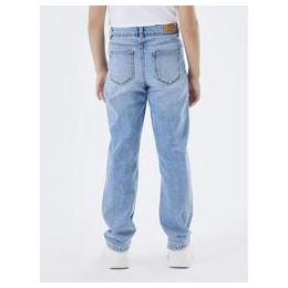 Straight-Jeans name it "NKFROSE HW STRAIGHT JEANS 9222-BE NOOS", M&auml;dchen, Gr. 128, N-Gr, blau (medium blau denim), Denim/Jeans, Obermaterial: 100% Baumwolle, unifarben, straight fit, Jeans Straight-Jeans