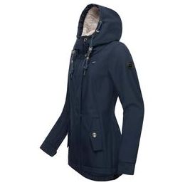 Softshelljacke Ragwear "Monadde Softshell", Damen, Gr. XL (42), blau (navy), Obermaterial: 97% Polyester, 3% Elasthan. Innenfutter: 100% Polyester, figurumspielend Po-bedeckend, verstellbar ohne B&uuml;ndchen mit Druckknopf, Jacken Softshelljacke, Praktische wasserabweisende Softshell Damenjacke